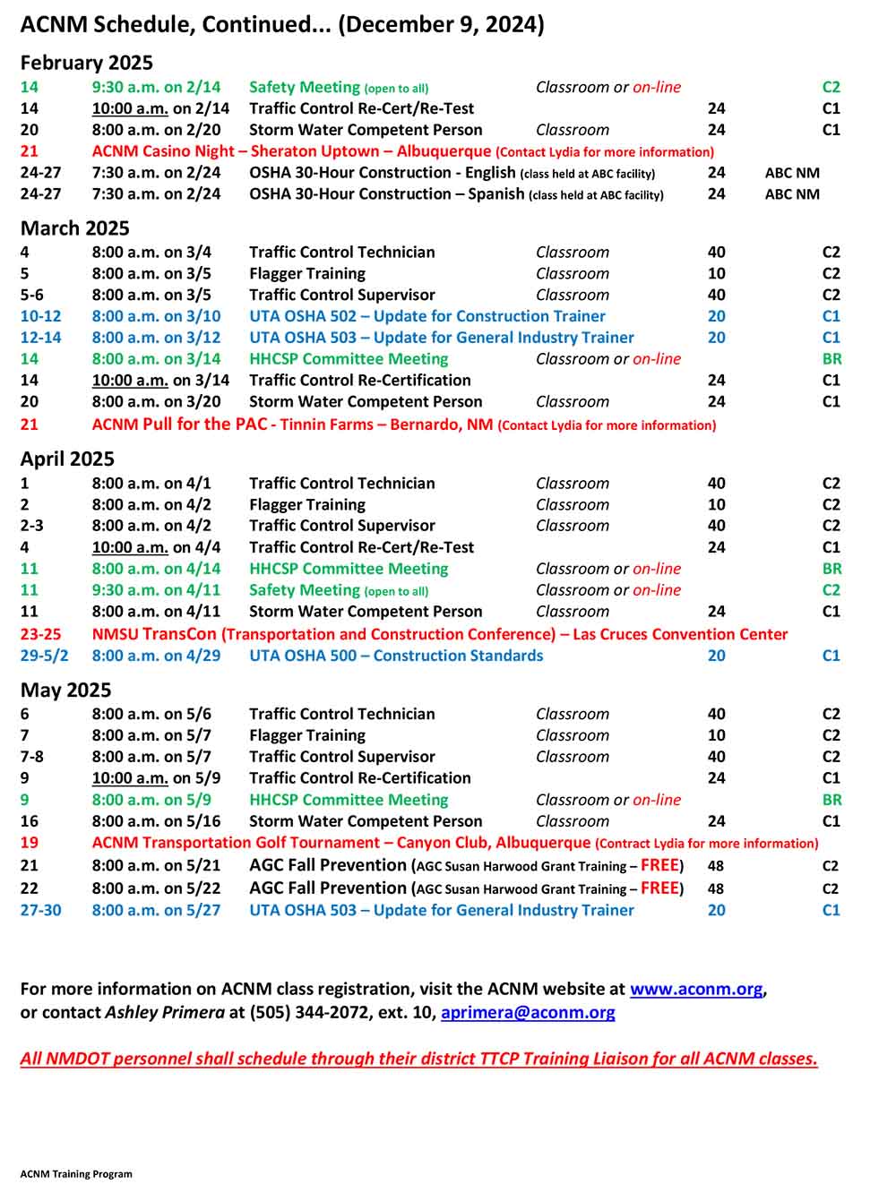 ACNM Training - ACONM - Associated Contractors of New Mexico