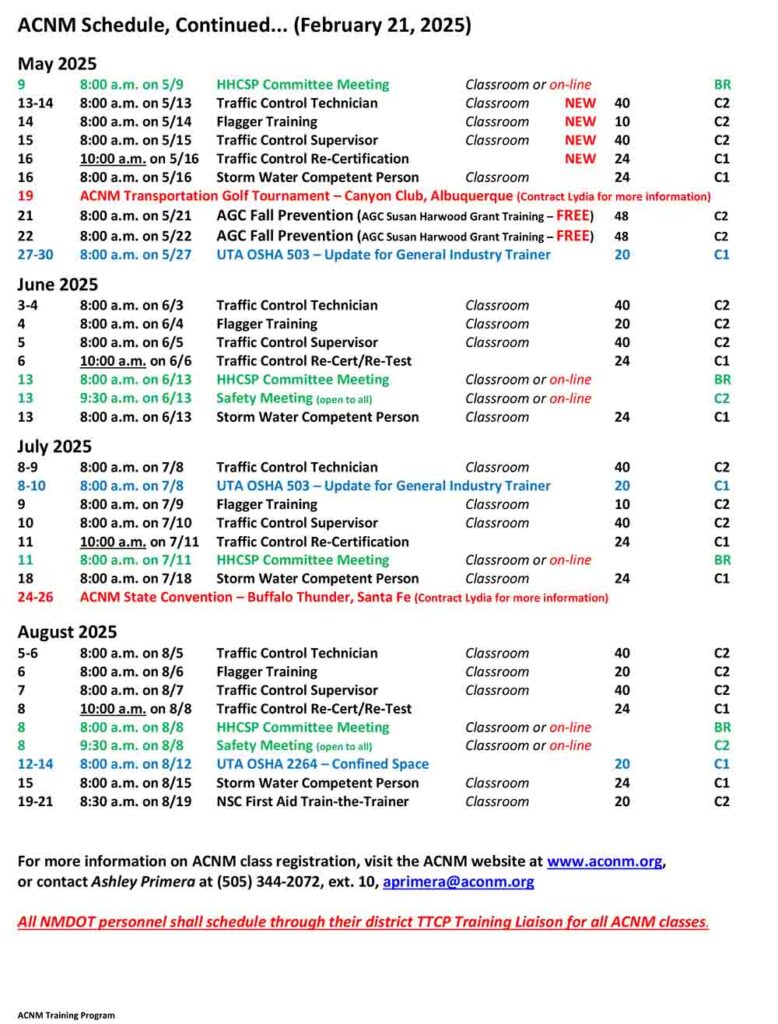 ACNM Training - ACONM - Associated Contractors of New Mexico