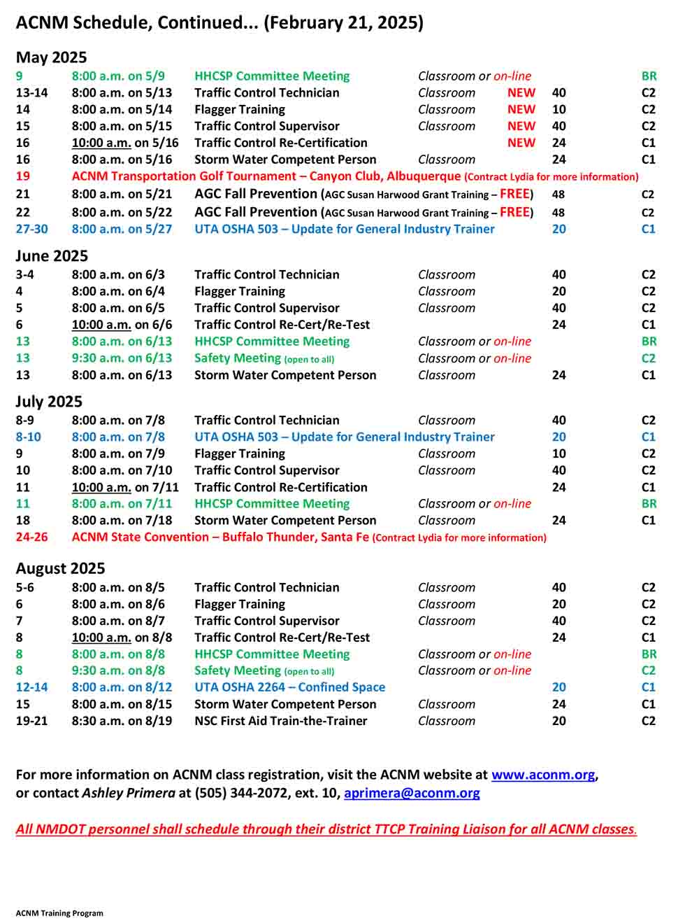 ACNM Training - ACONM - Associated Contractors of New Mexico