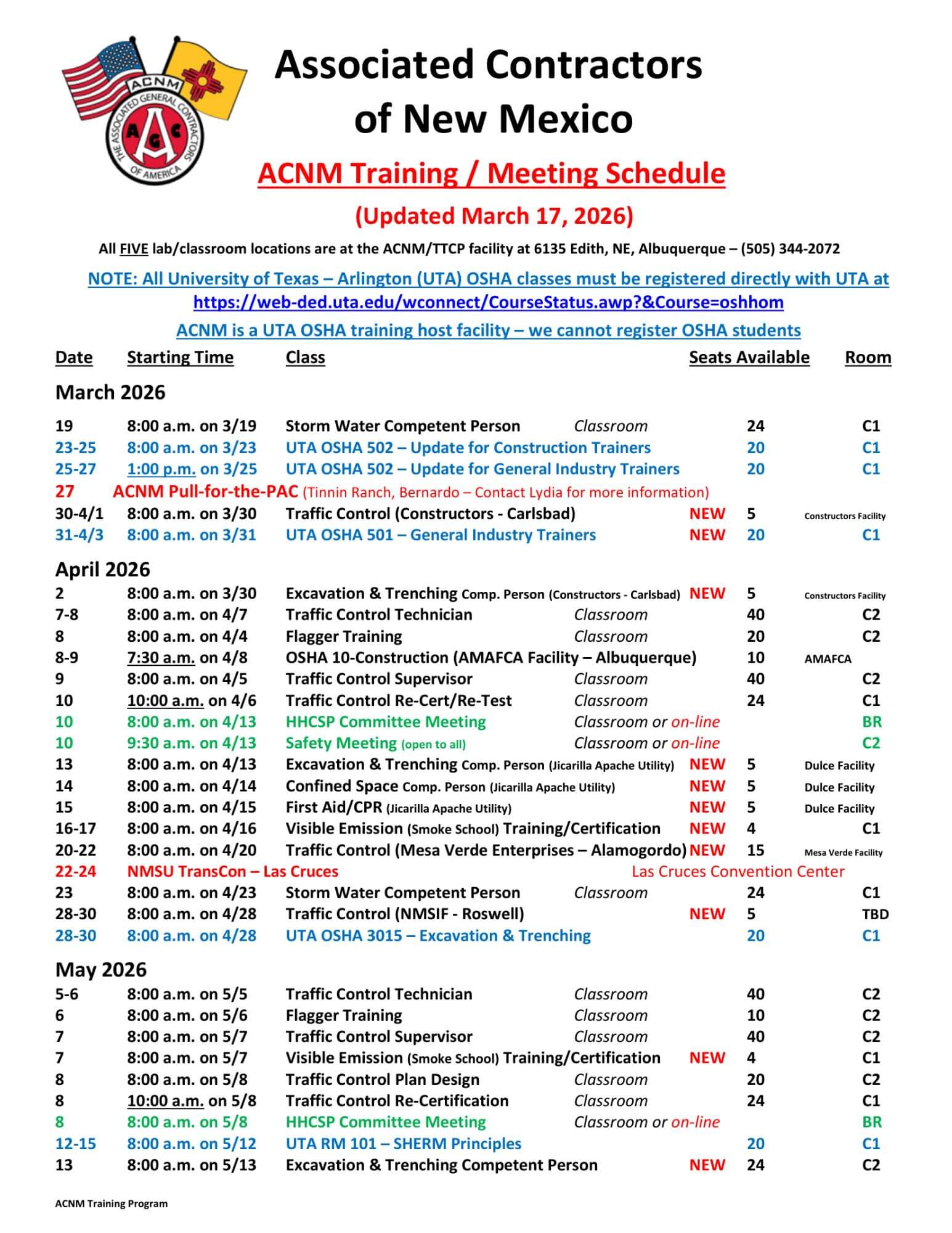ACNM Training - Associated Contractors of New Mexico